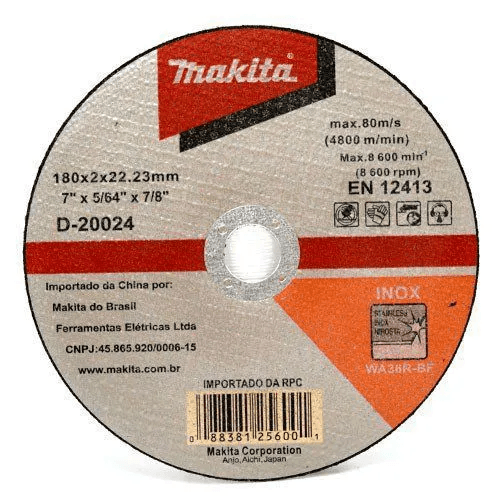 Disco de Corte para Inox Grão WA36R 180mm D-20024-10 Makita - Alvorada