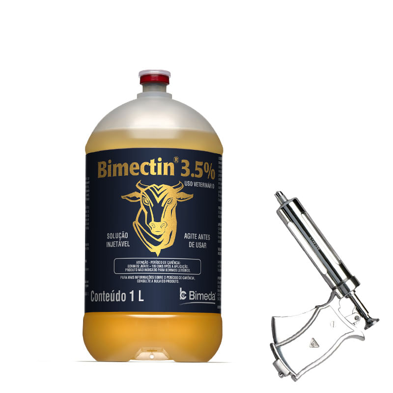 Kit 8 Bimectin Ivermectina 3,5% 1 L - Ganhe 1 Pistola Automática 50ml ...