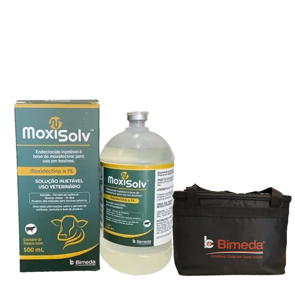Kit 6 Moxidectina Moxisolv 1% Bimeda 500ml Ganhe 01 Bolsa Térmica Preta ...
